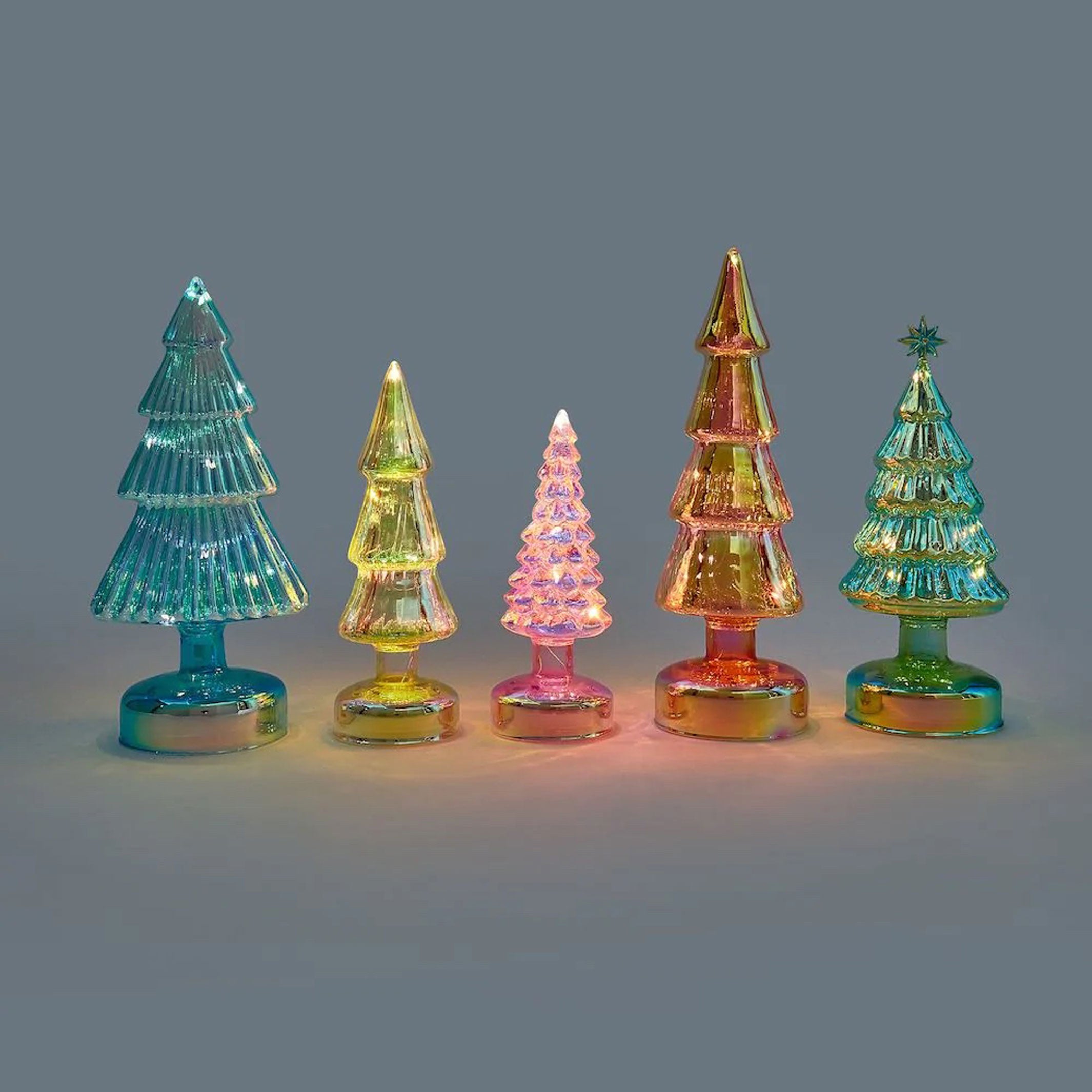 Small Colorful LED GLASS LIGHTED TREES - LED lighted glass trees - Set ...